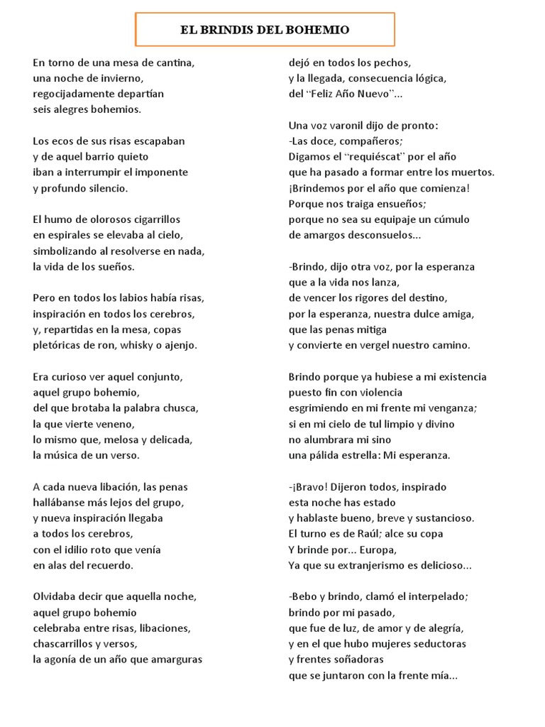 El Brindis Del Bohemio | PDF
