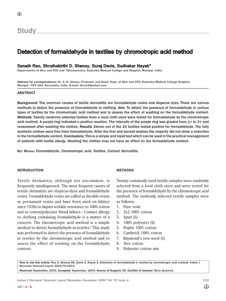 DV 04119 | PDF | Textiles | Formaldehyde