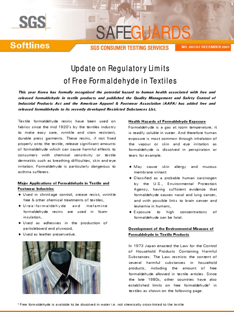 SafeGuardS 097 Formaldehyde | PDF | Formaldehyde | Textiles