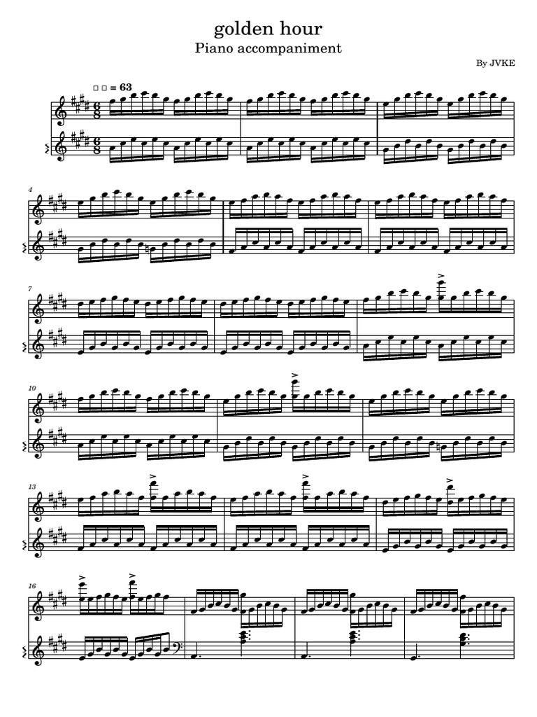 Golden Hour Piano Sheet Music PDF | PDF