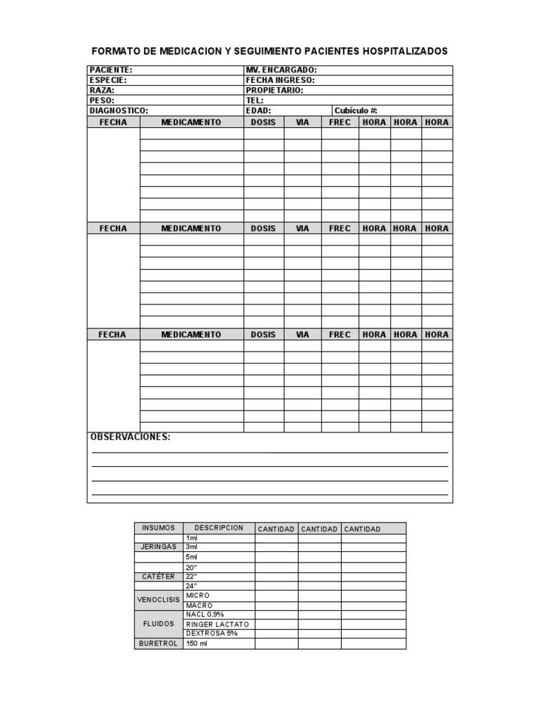 Formato Hospitalizacion Med y Seg | PDF | Medicina CLINICA ...
