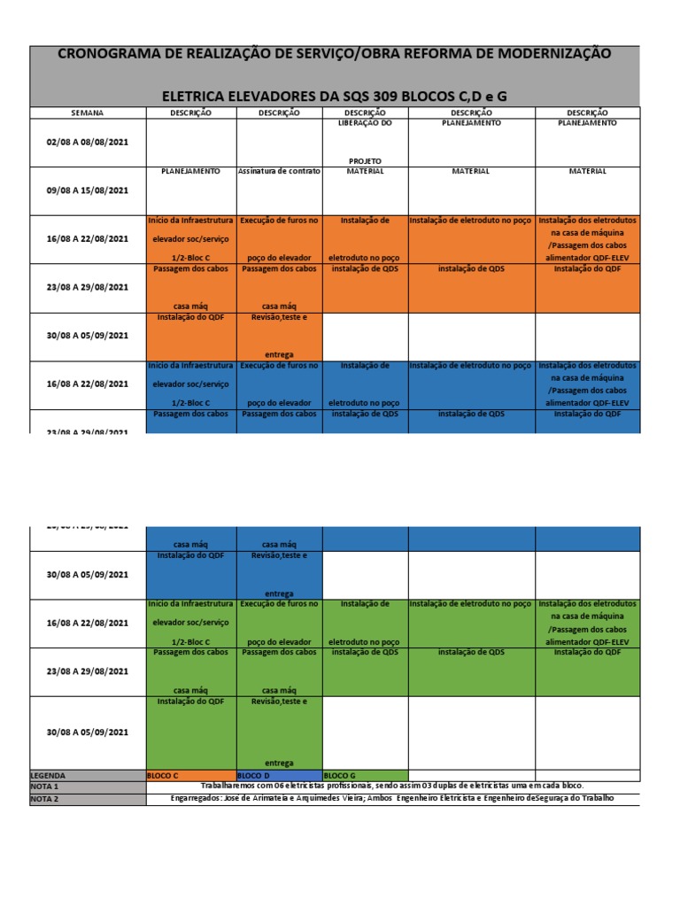 Modelo - Cronograma Obras | PDF | Engenharia