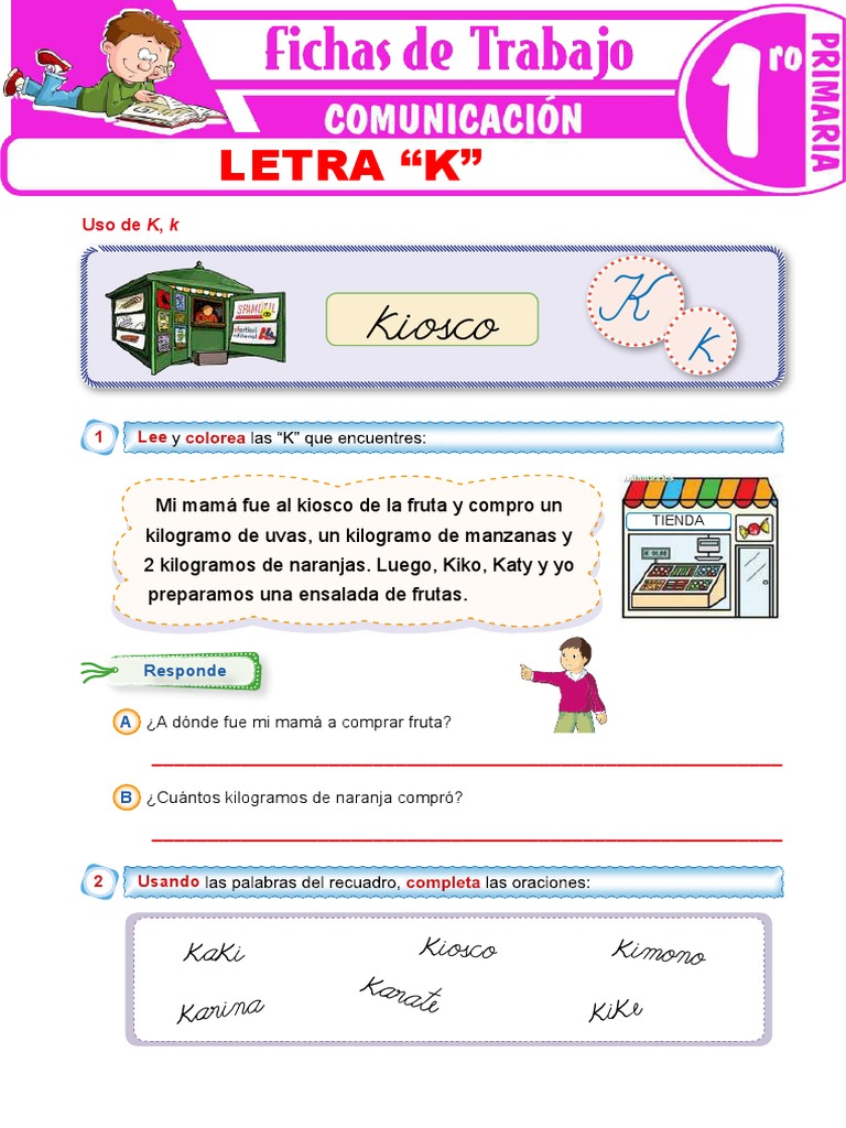 Letra "K" para Primer Grado de Primaria | PDF | Nutrición | Dieta y ...