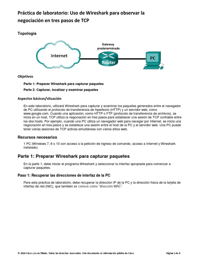 Práctica de Laboratorio-Enlace de 3 Vias TCP | PDF | Protocolo de Control de Transmisión ...