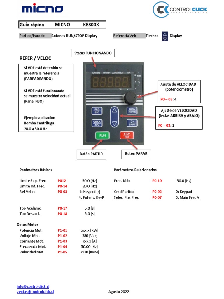 Manual Micno KE300: Configuración VFD | PDF