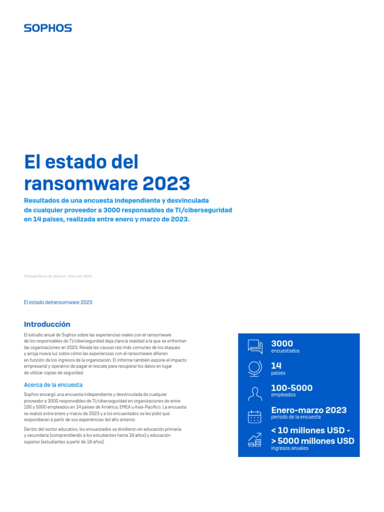 Sophos State of Ransomware 2023 Wpes | PDF | Secuestro de datos | Seguridad