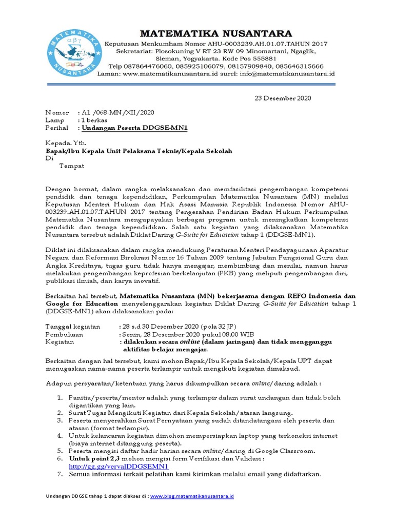 surat undangan peserta DDGSE-MN1 | PDF