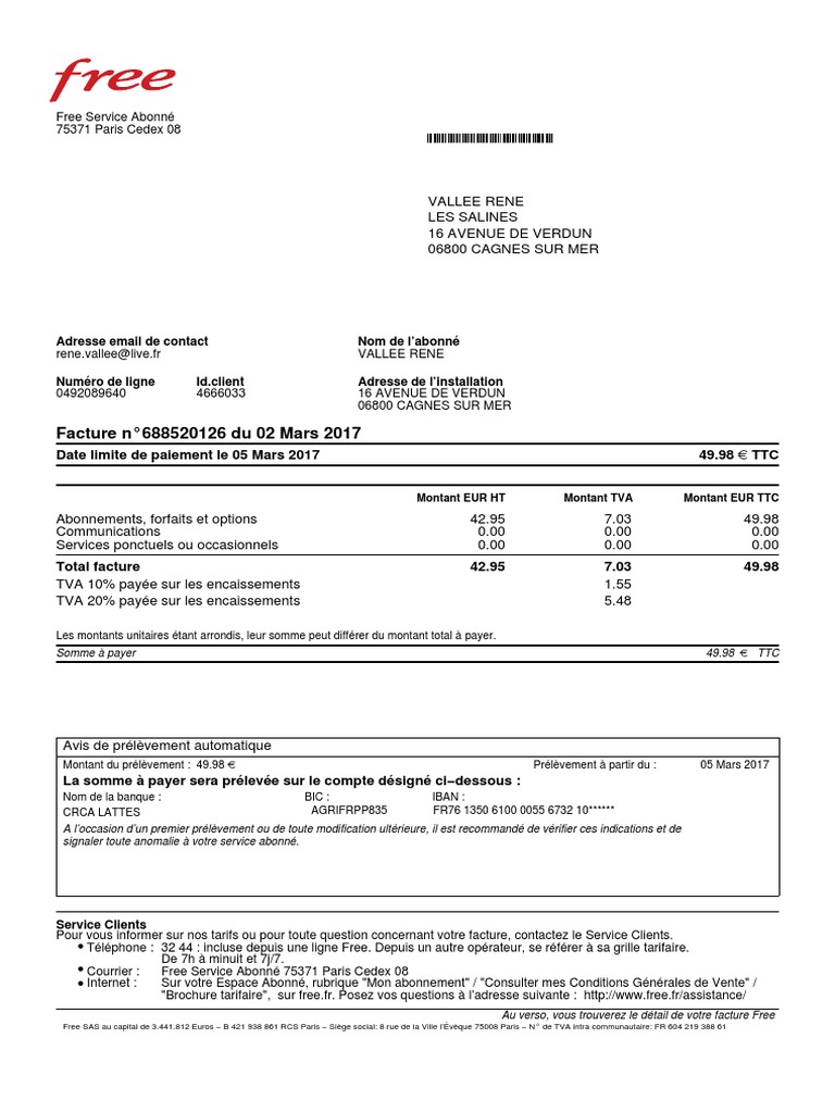 Facture Free 201703 4666033 688520126 | PDF