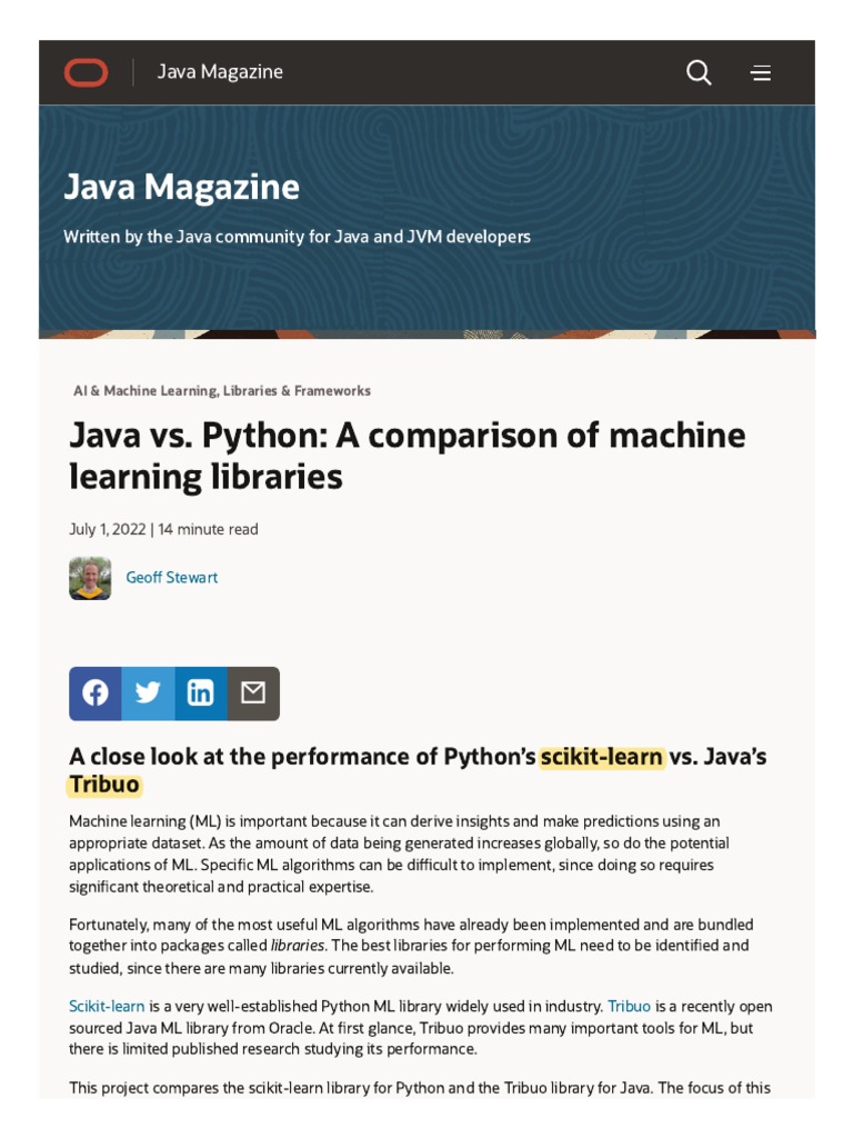 2022 - Java vs. Python - A Comparison of Machine Learning Libraries ...