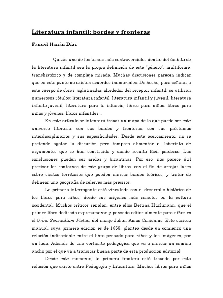 Fanuel Hanan Diaz - Literatura Infantil. Bordes y Fronteras | PDF