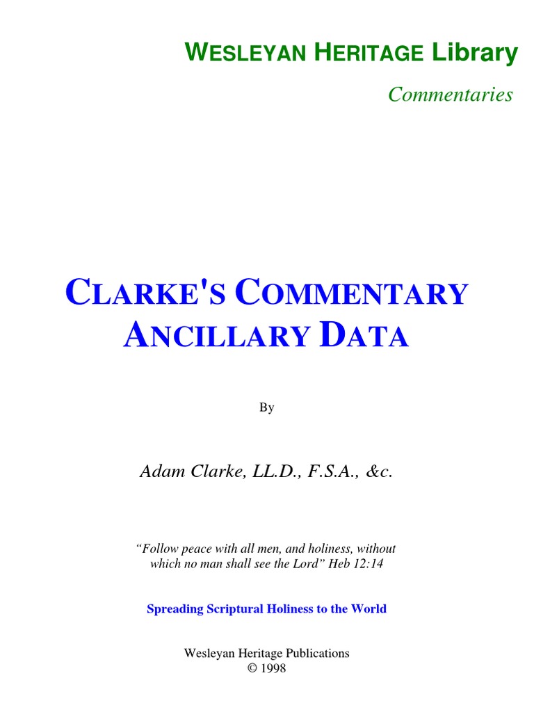 Clarke's Commentary Ancillary Data | PDF | Bible | Torah