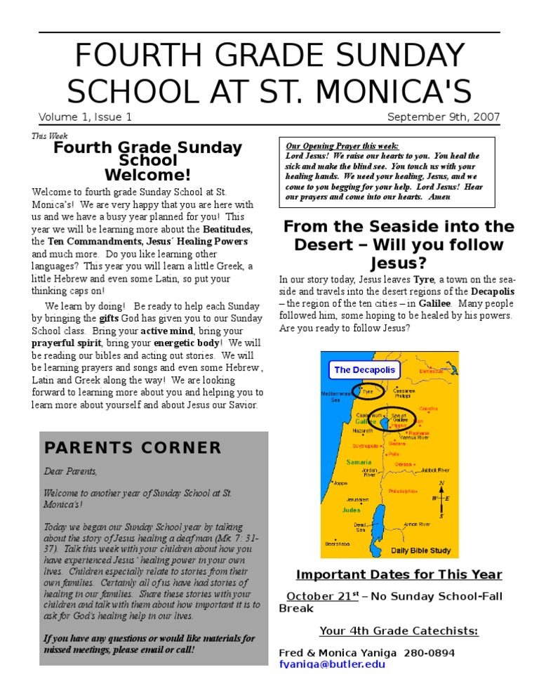 Fourth Grade Sunday School Overview | PDF | Jesus | Prayer