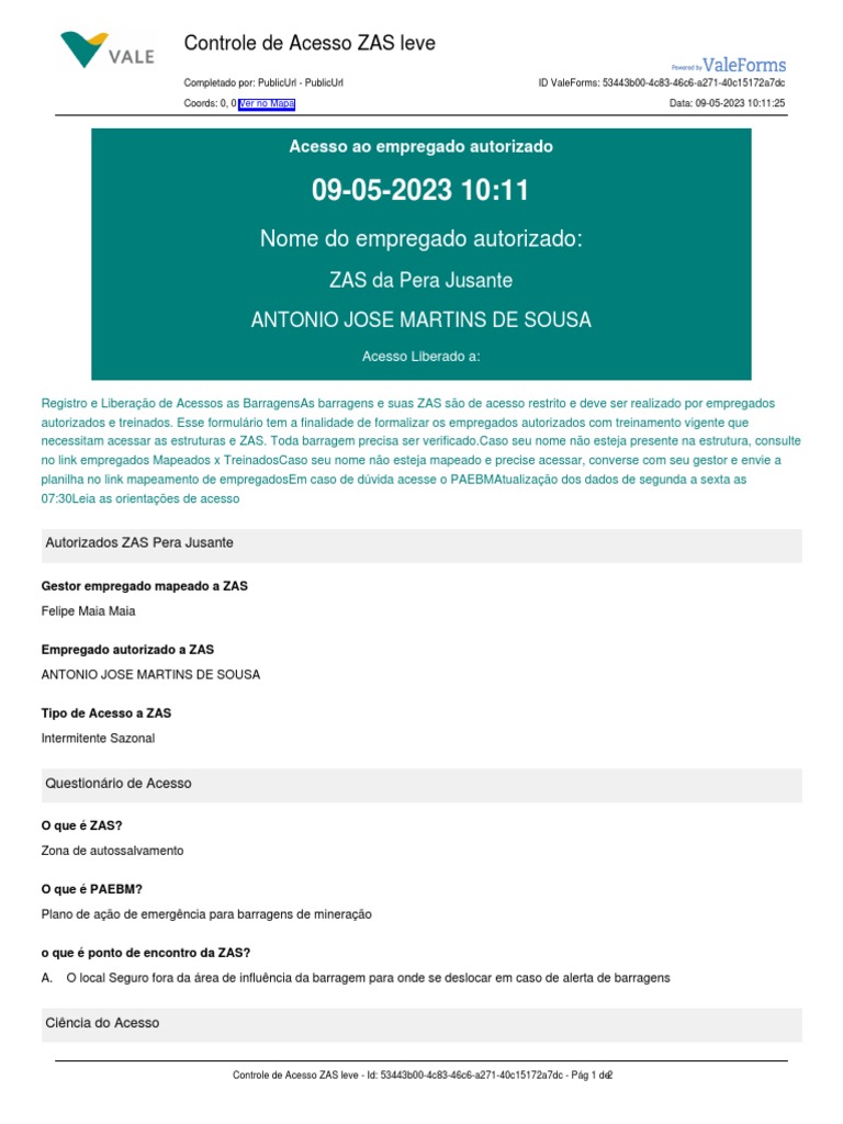 ValeForms_Form_Self Screening | PDF