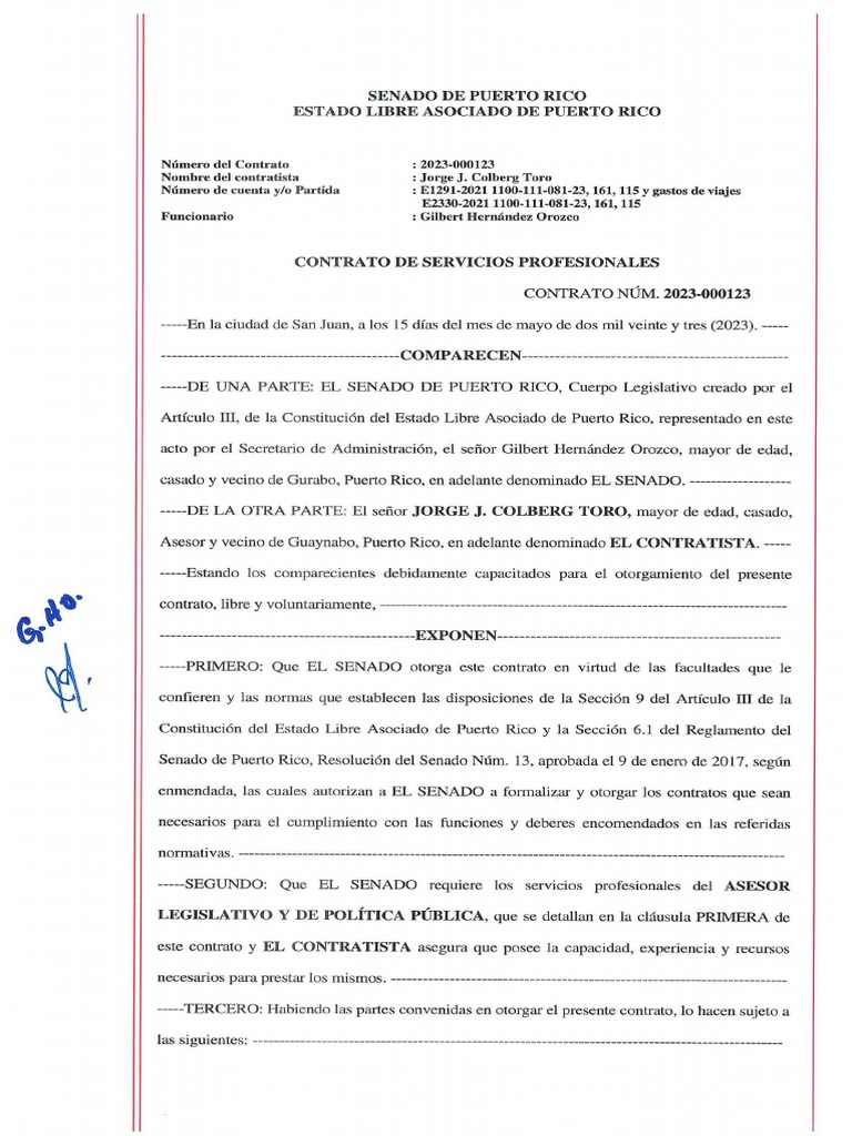 Contrato Jorge Colberg Toro | PDF | Puerto Rico | Justicia