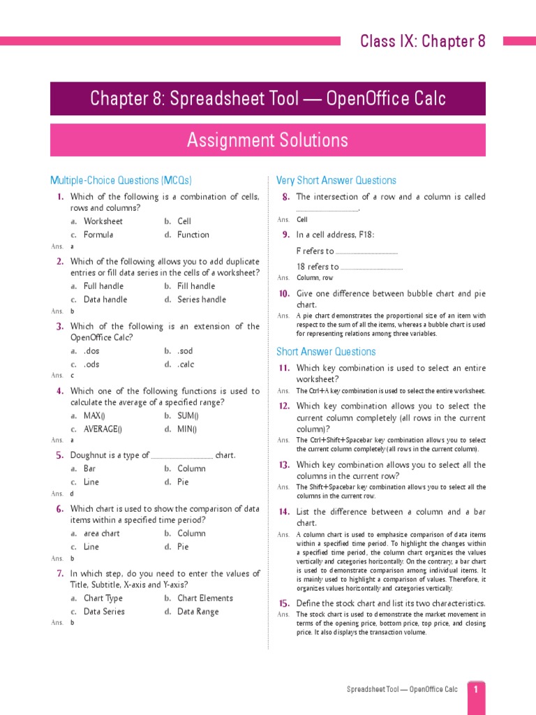 OpenOffice Calc MCQs and Answers | PDF | Chart | Credit Card
