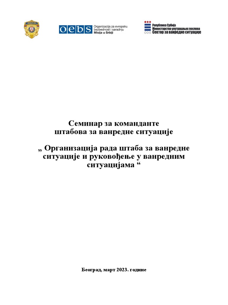 Priručnik Za JLS - Organizacija Rada Štaba Za VS I Rukovođenje U VS | PDF