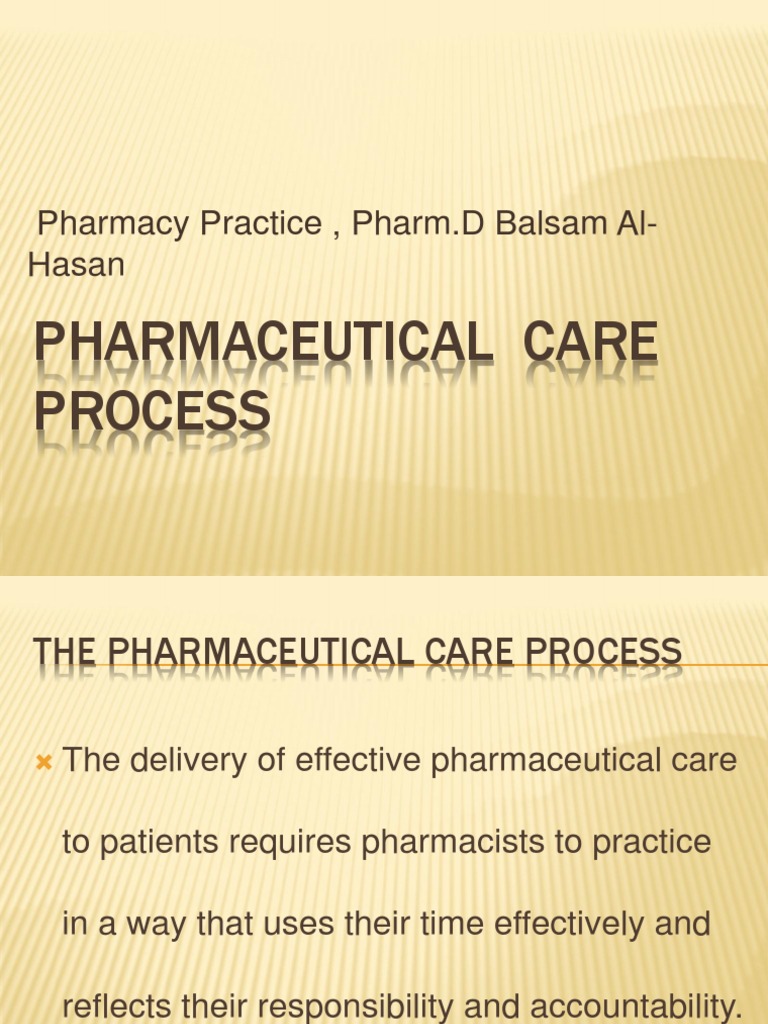 Pharmaceutical Care Process Overview | PDF | Pharmacy ...