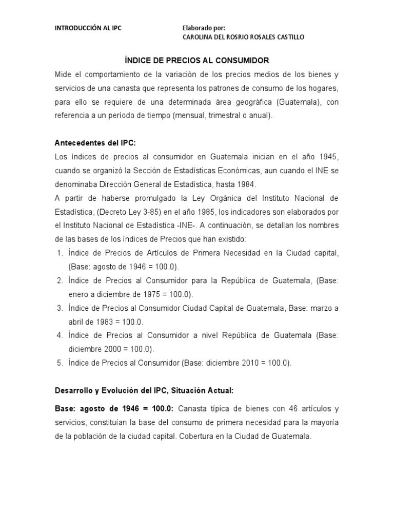 Evolución del IPC en Guatemala | PDF | Índice de precios al consumidor ...