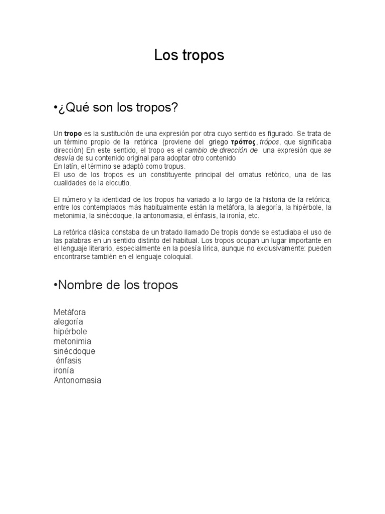 Definición y ejemplos de tropos literarios | PDF
