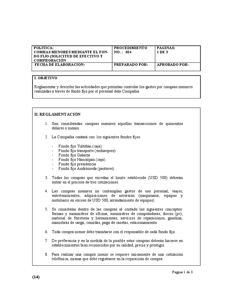 Compras Menores con Fondo Fijo | PDF | Cheque | Contabilidad