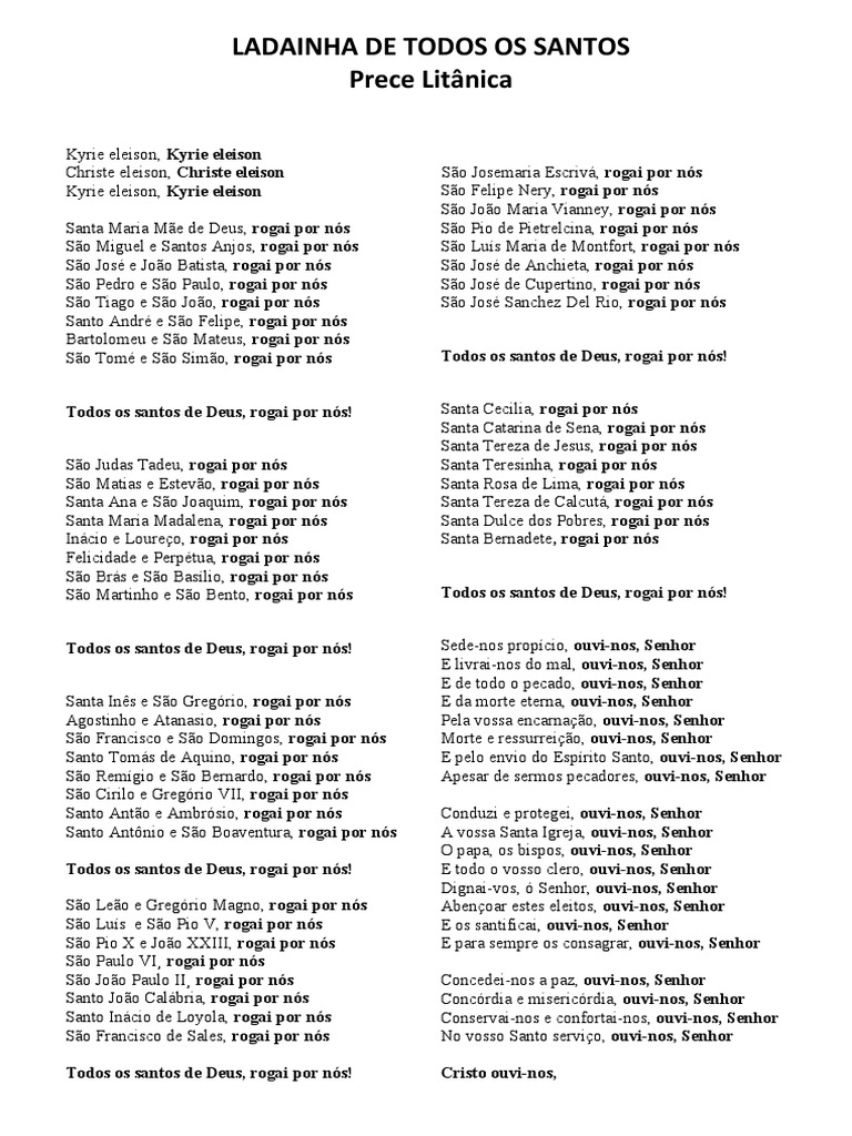 Ladainha de Todos Os Santos | PDF | Santo | Santos cristãos