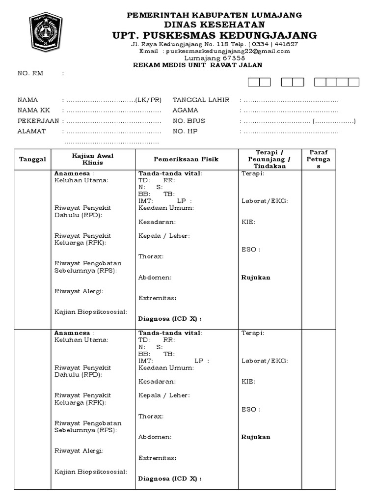 Form Rekam Medis Rawat Jalan 2020 | PDF