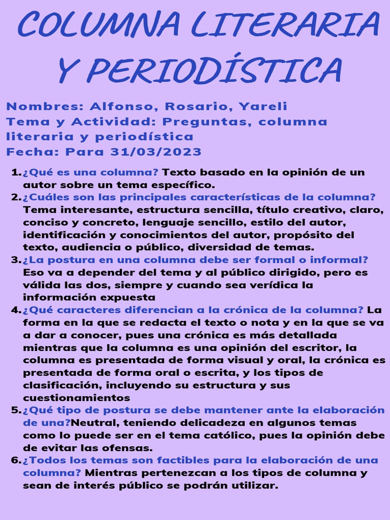 Columna Literaria y Periodística | PDF