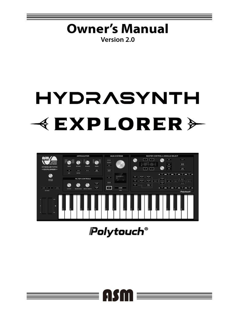 Hydrasynth Explorer Owners Manual 2.0.0 | PDF | Synthesizer | Usb