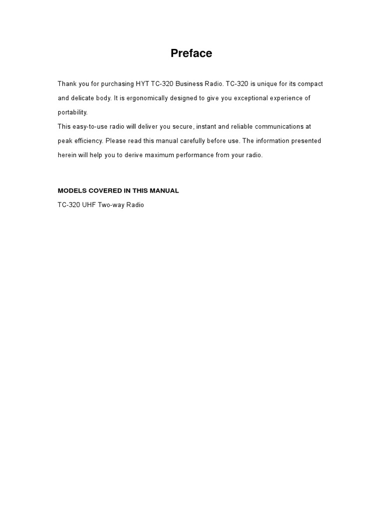 Radio de Comunicación HYT TC-320 User Manual | PDF | Battery Charger ...