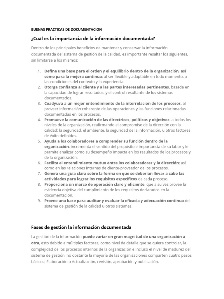 Buenas Practicas de Documentacion | PDF