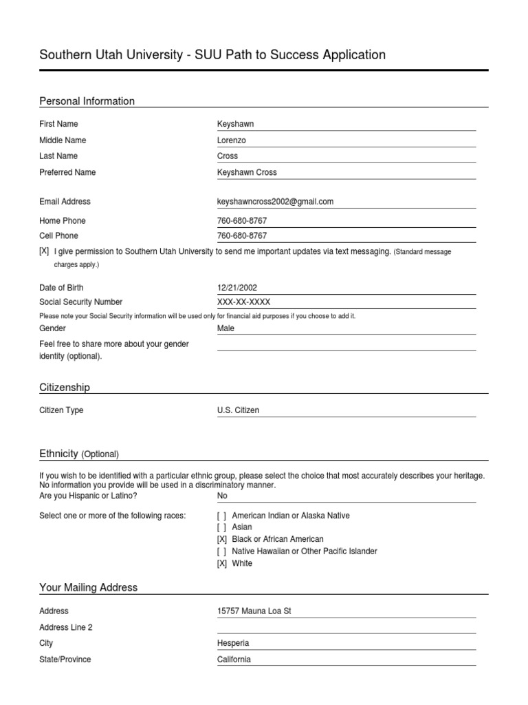 Southern Utah University App Pdf Race And Ethnicity In The United