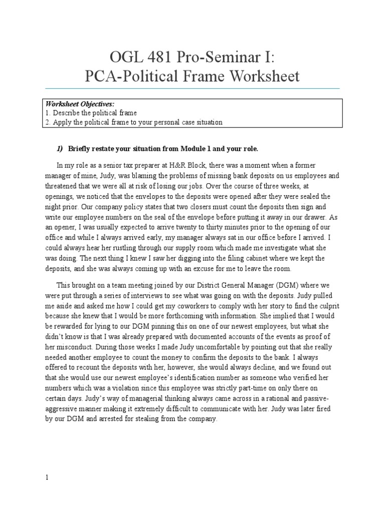 4 Political Frame Worksheet | PDF | Accountability | Employment