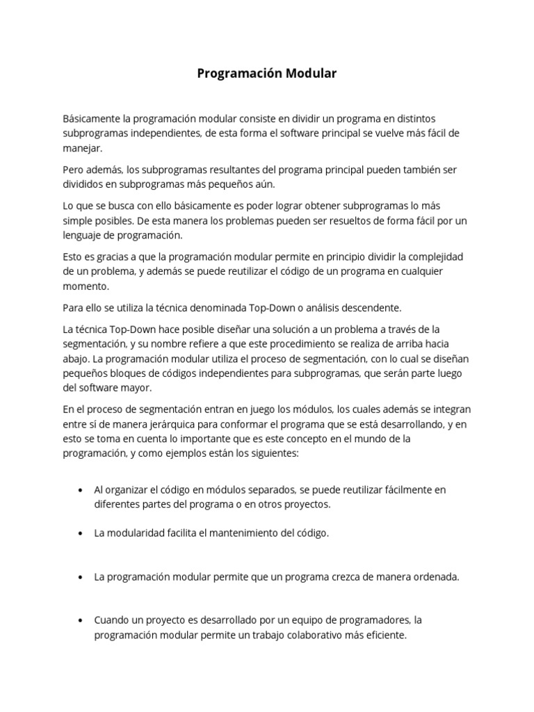 Introducción a la Programación Modular | PDF | Programación de computadoras | Programación