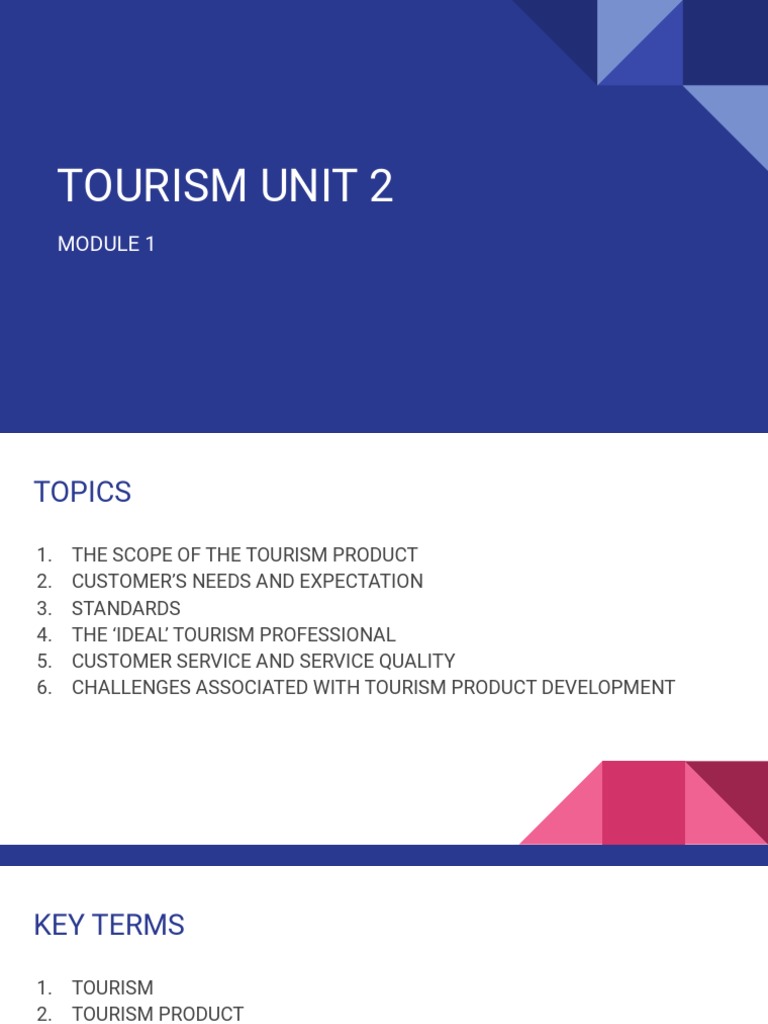 TOURISM UNIT 2-Module 1 | PDF | Quality Management | Tourism