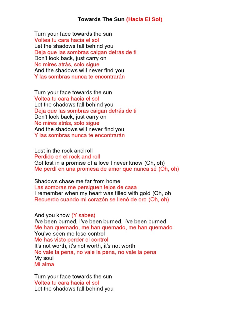Towards The Sun Luciana Español Letras | PDF | Spanish Language Music