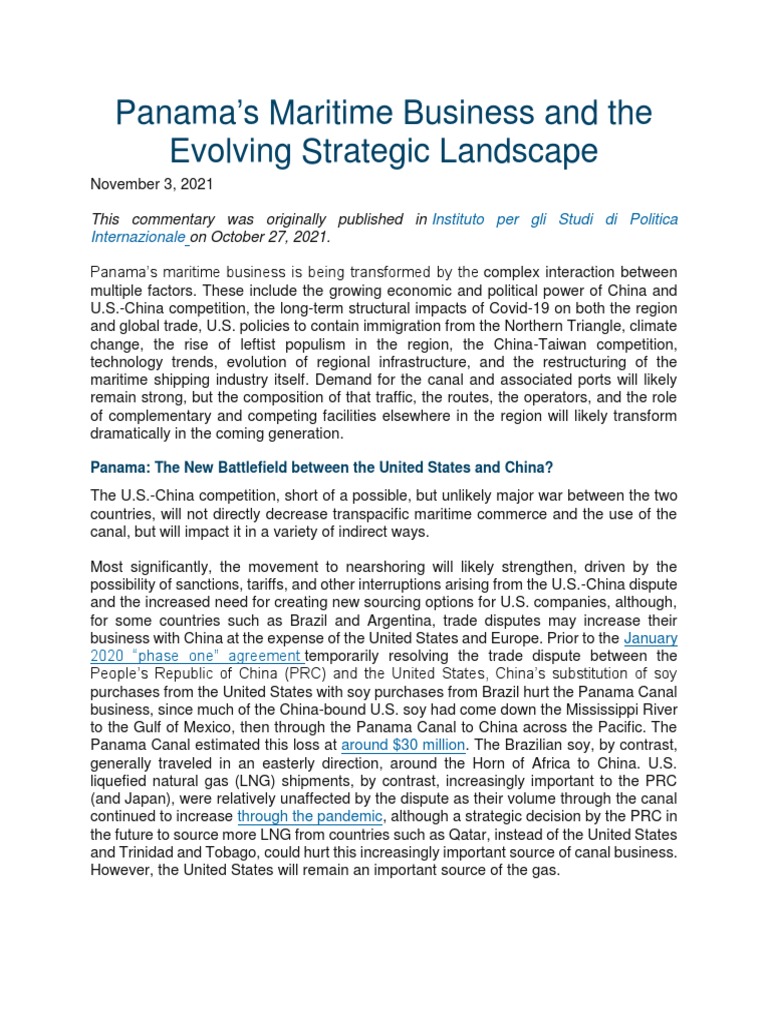 Panama's Maritime Business and The Evolving Strategic Landscape | PDF ...