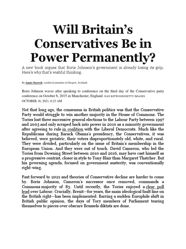 Will Britain's Conservatives Be in Power Permanently | Download Free ...
