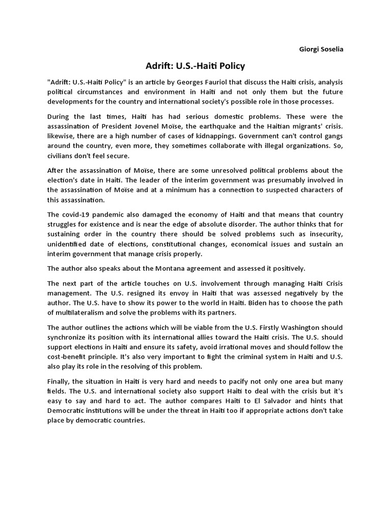 Haiti Case | PDF | Haiti | International Relations