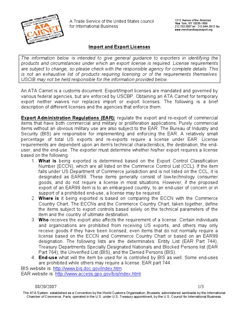 US Import and Export License Guide | PDF | Exports | Litigation And ...