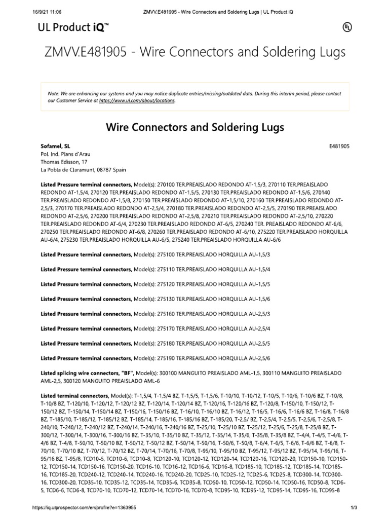 Certificado Ul Sofamel | PDF