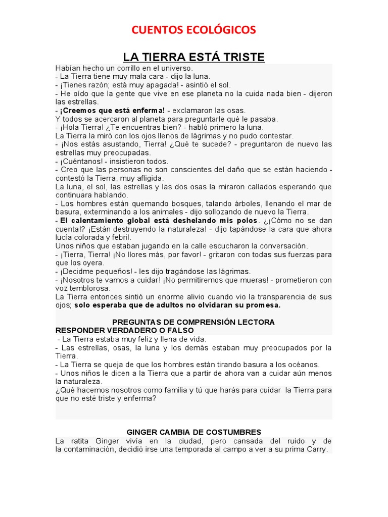3 Cuentos Ecológicos | Descargar gratis PDF | Tierra | Ciencias de la Tierra