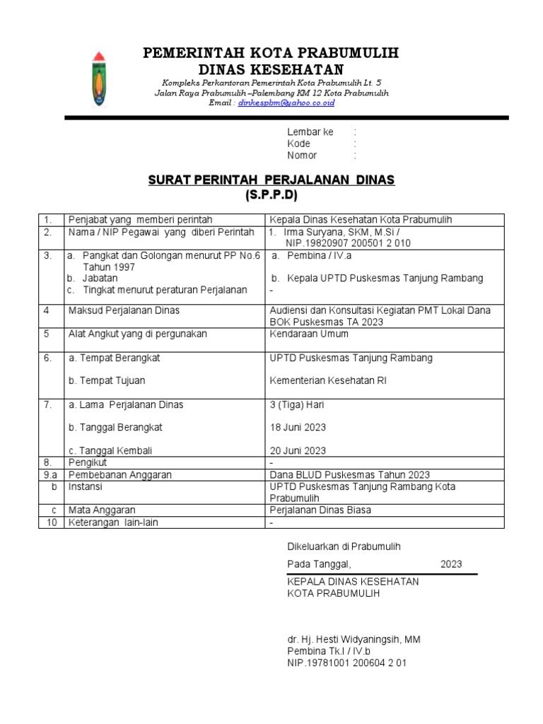 SPPD Jakarta 2023 | PDF