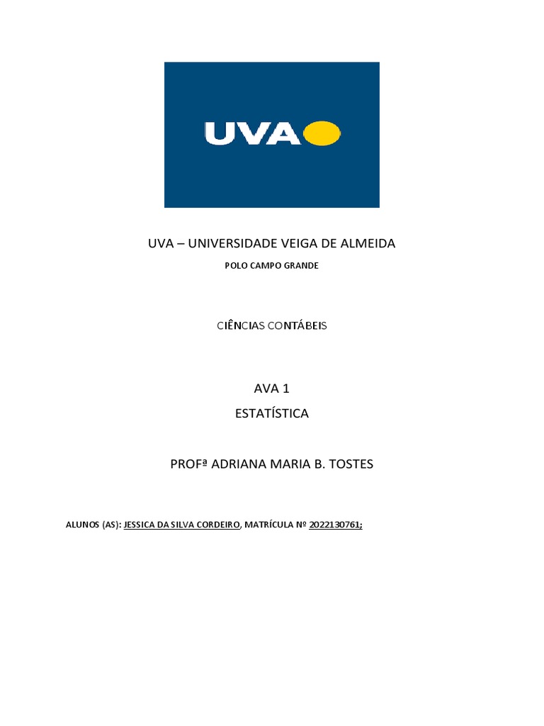 Ava 1 Estatistica | PDF | Estatísticas | Inferência estatística