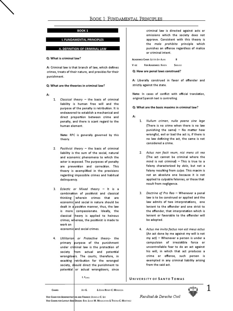 Criminal Law UST Golden Notes | PDF | Criminal Law | Mens Rea
