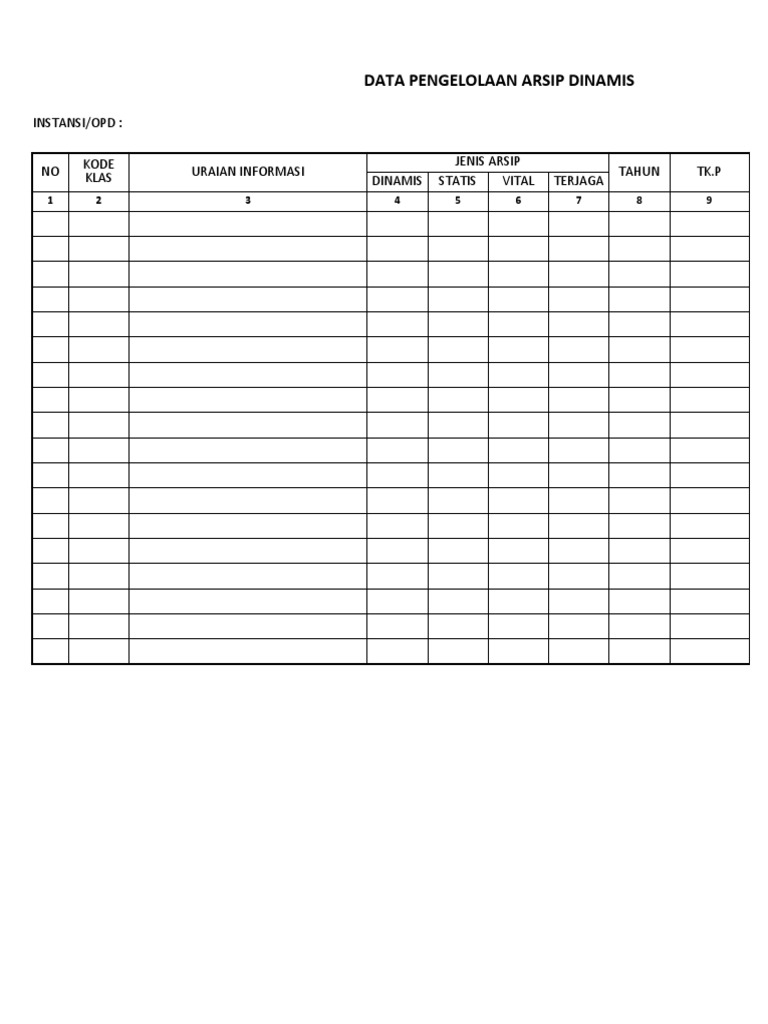 Formulir Arsip | PDF
