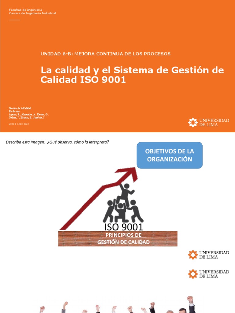 2023-1 UNIDAD 6-B - La Calidad y El Sistema de Gestión de Calidad ISO 9001 | PDF | Gestión de la ...