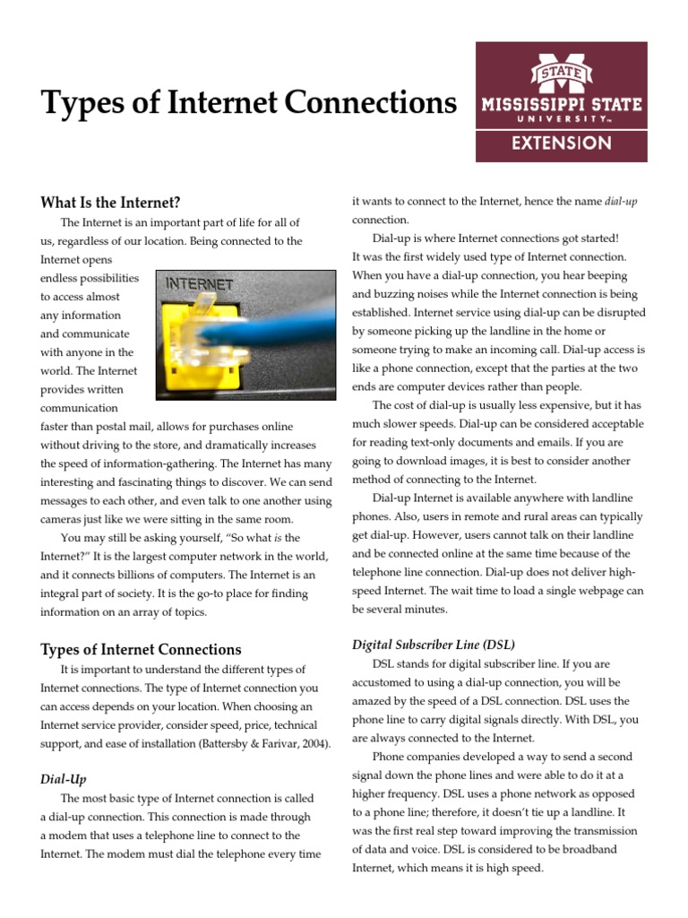 Types of Internet Connections: What Is The Internet? | PDF | Internet Access | Digital ...