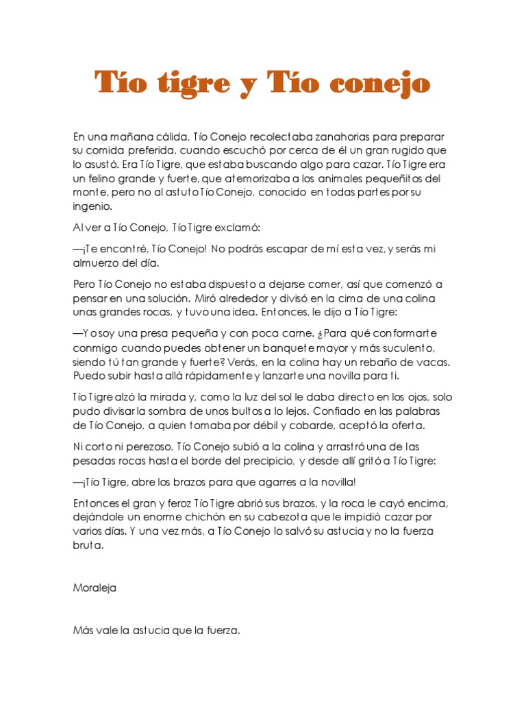 Astucia de Tío Conejo sobre Tío Tigre | PDF