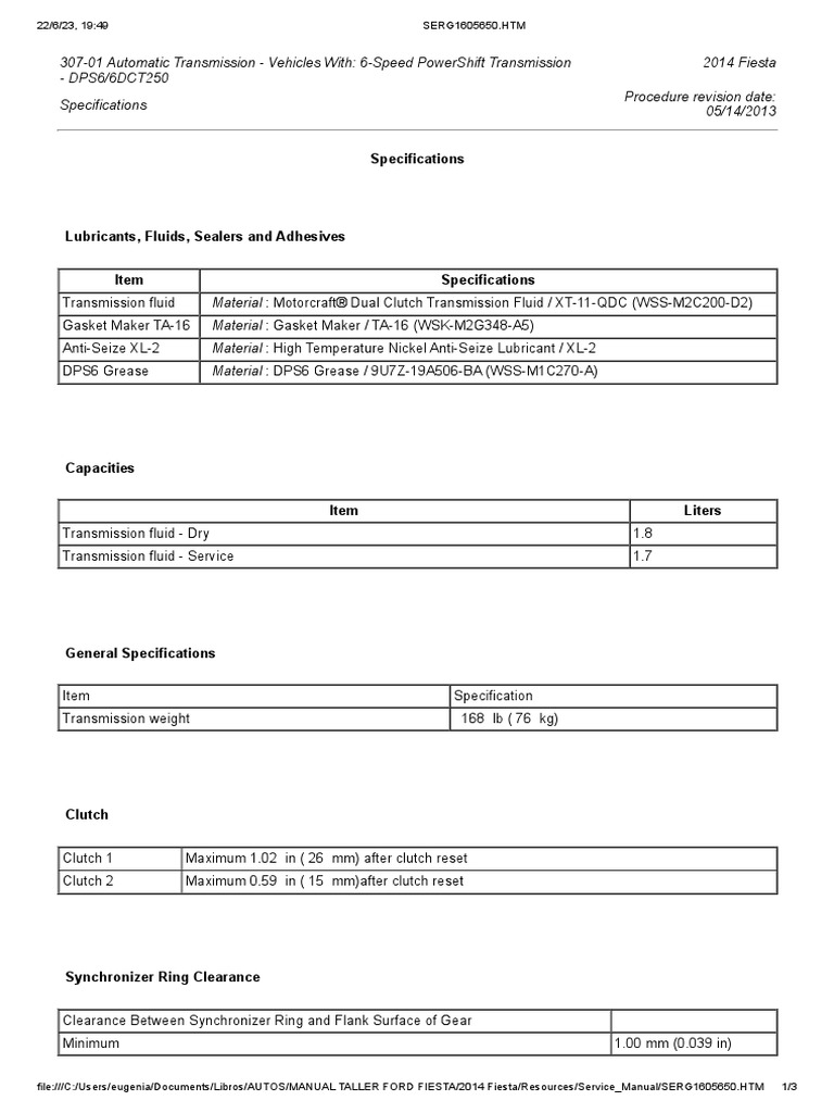Vehicles 6 Speed PowerShift Transmission DPS6 | PDF | Manual ...