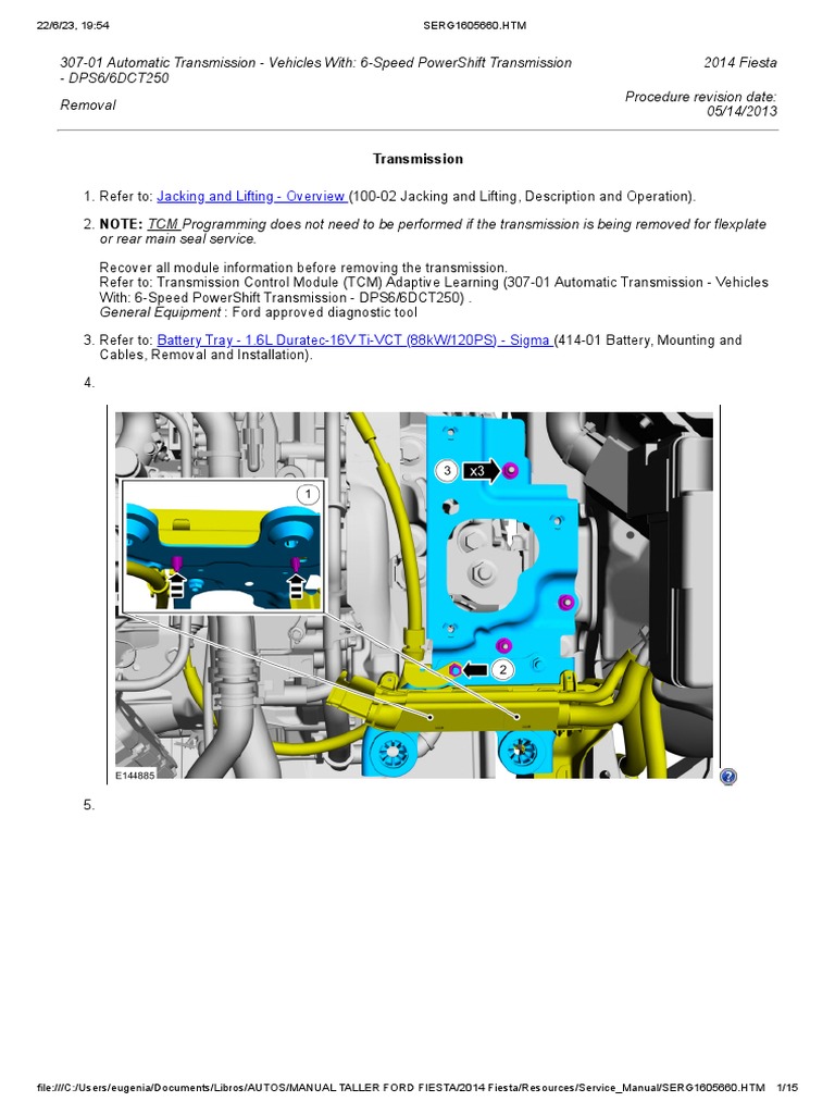 6 Speed PowerShift Transmission DPS6 Removal | PDF | Transport | Manufactured Goods